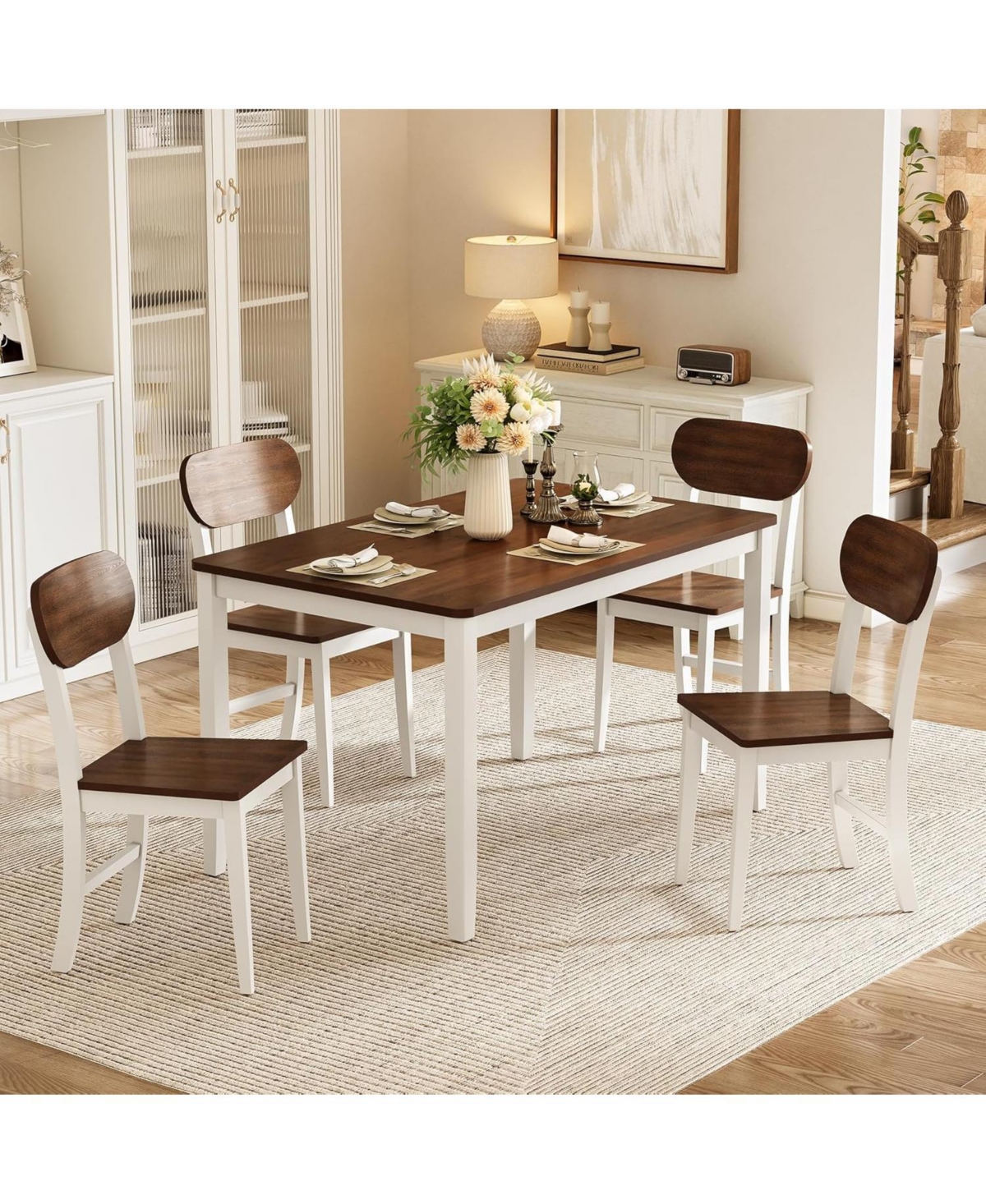 Click here for Tribesigns 5-Piece Solid Wood Dining Table Set for... prices