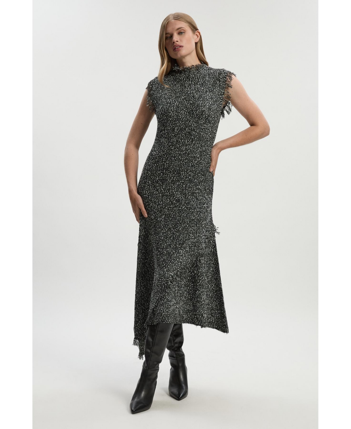 Click here for Karen Millen Womens Tweed Yarn Fringe Trim Knitted... prices