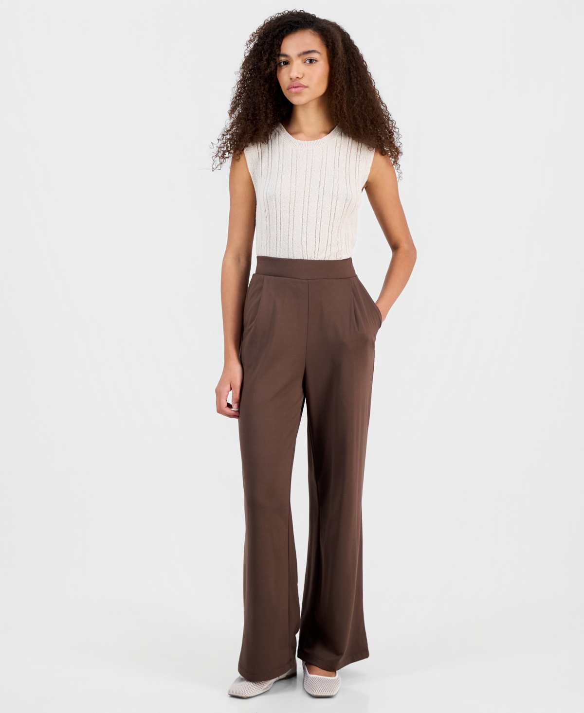 Click here for Derek Heart Juniors High-Rise Pleated Wide-Leg Pan... prices