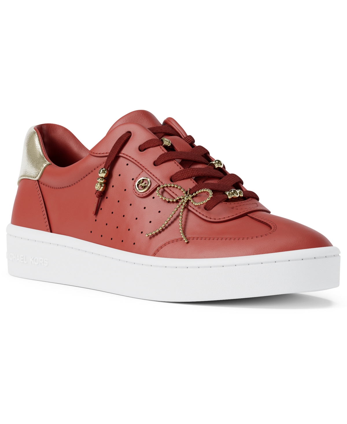 Michael Michael Kors Womens Scotty Lace Up Sneakers with Charms - Crimson