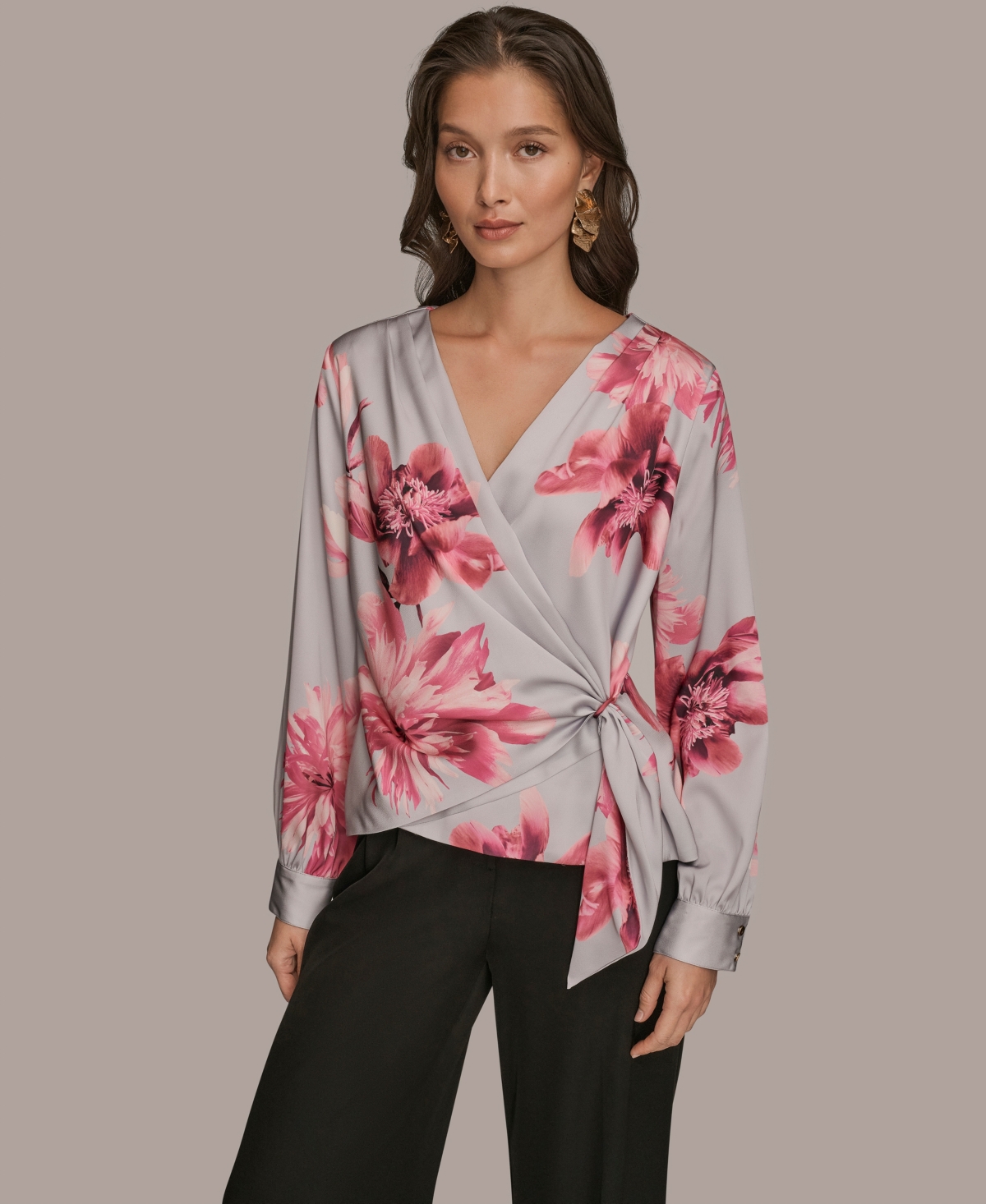 Click here for Donna Karan New York Womens Floral Print Long-Slee... prices