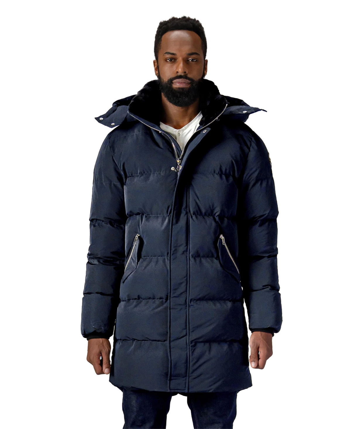 Woodpecker Mens Penguin Quilted Coat - Blue diamond
