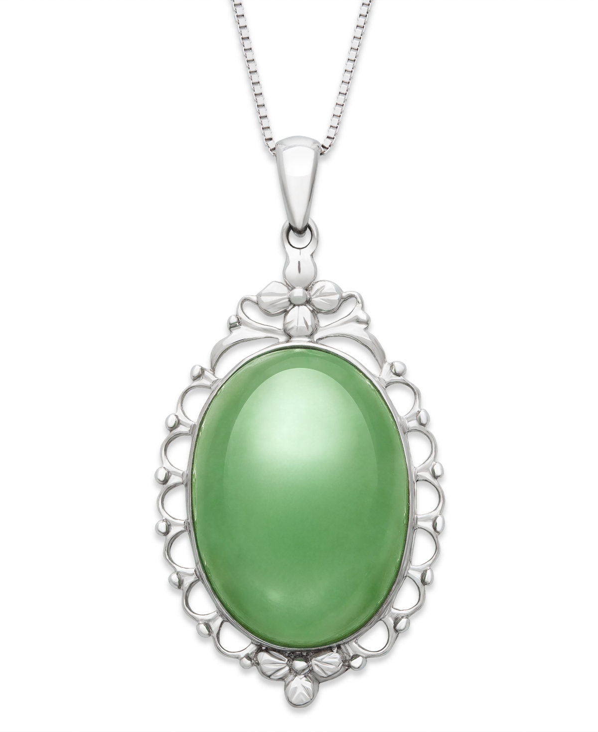 Click here for Macys Dyed Green Jadeite Oval Pendant Necklace in... prices
