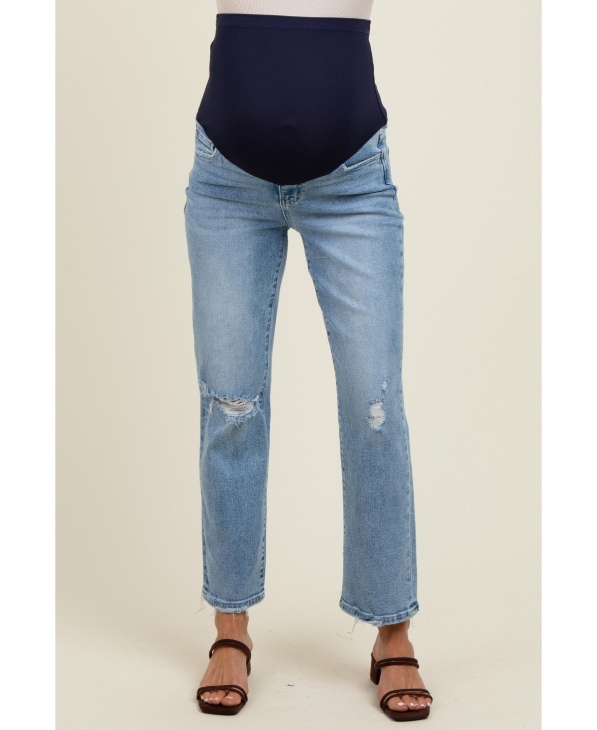 Click here for Pinkblush Light Blue Distressed Open Knee Ankle St... prices