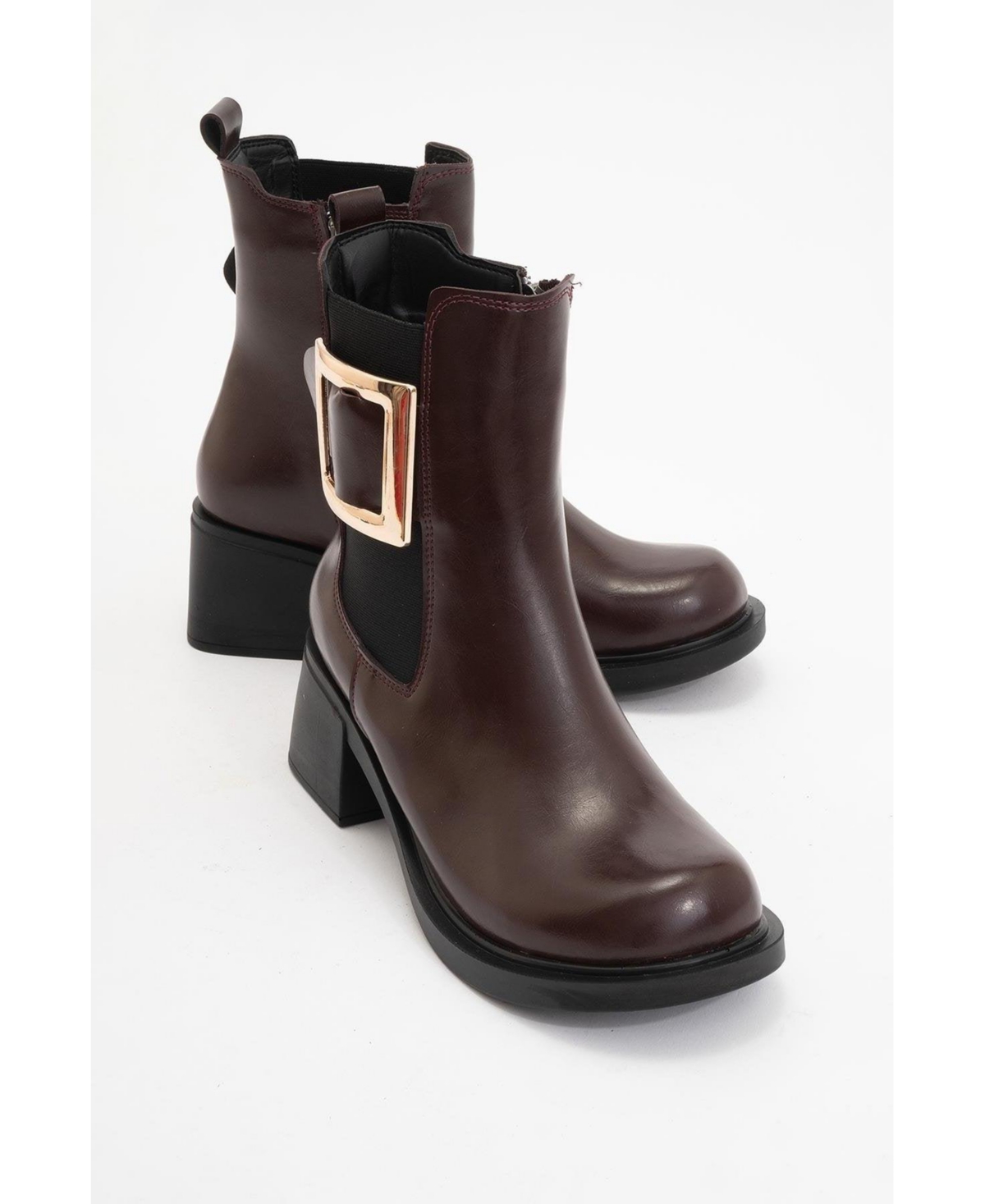 Click here for Prologue Shoes Moriah Buckle Block Heel Boot (Wome... prices