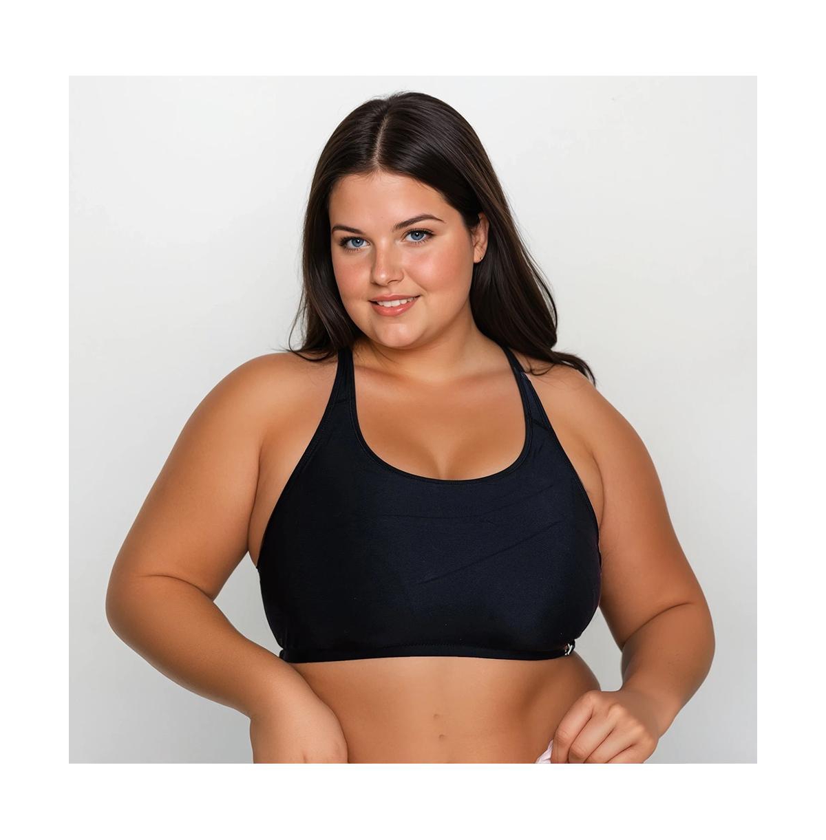 Click here for Calypsa Plus Size Racerback Swim Bra - Black prices