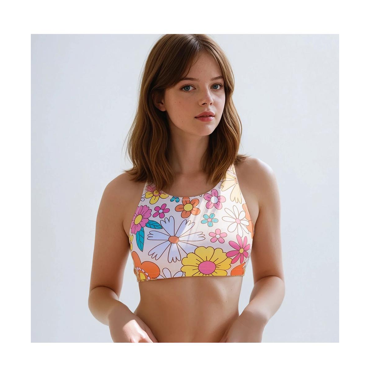 Click here for Calypsa Plus Size Racerback Swim Bra - 70s blooms prices