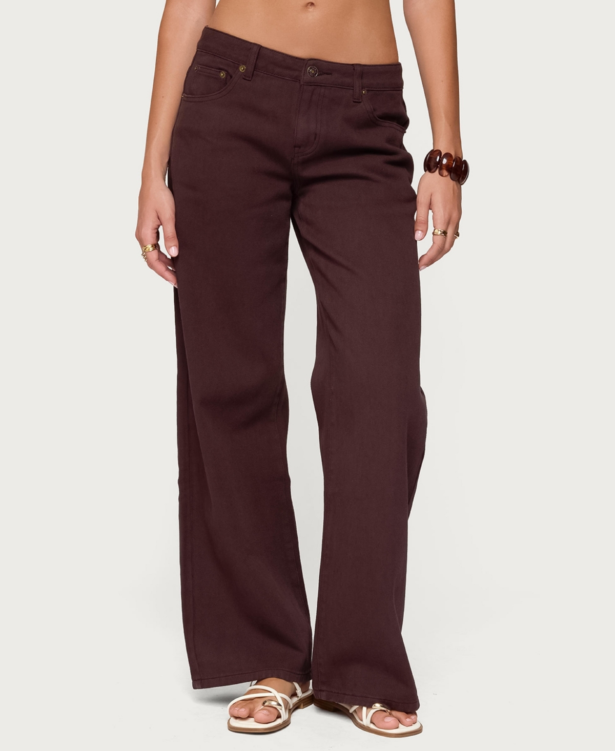 Click here for Edikted Womens Roman Low Rise Slouchy Jeans - Brow... prices