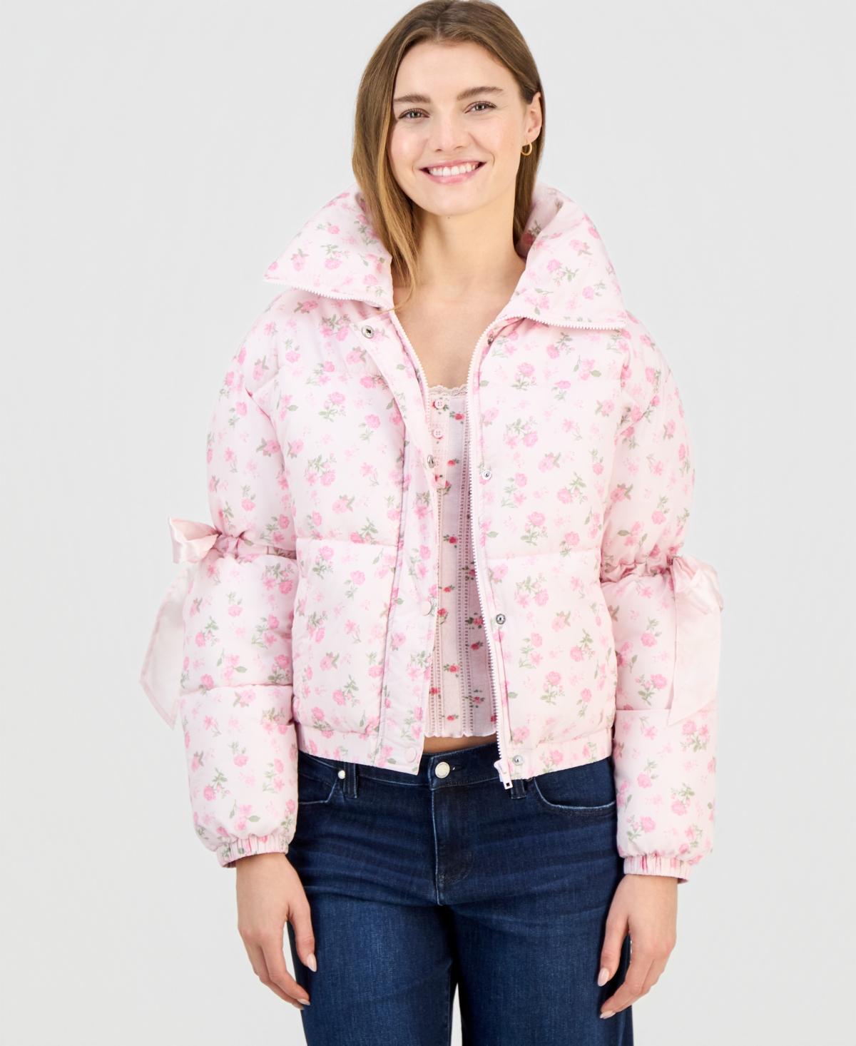 Click here for Madden Girl Juniors Printed Bow-Trim Puffer Jacket... prices