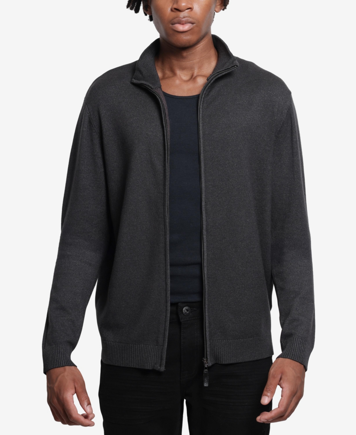 Click here for Xray Mens Full Zip Mock Neck Sweater - Heather cha... prices