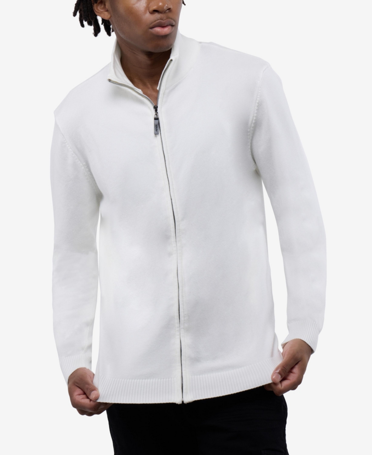 Click here for Xray Mens Full Zip Mock Neck Sweater - Off white prices