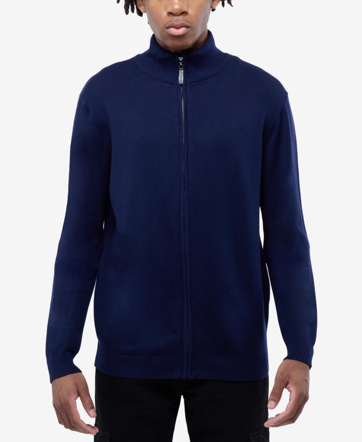 Click here for Xray Mens Full Zip Mock Neck Sweater - Navy prices