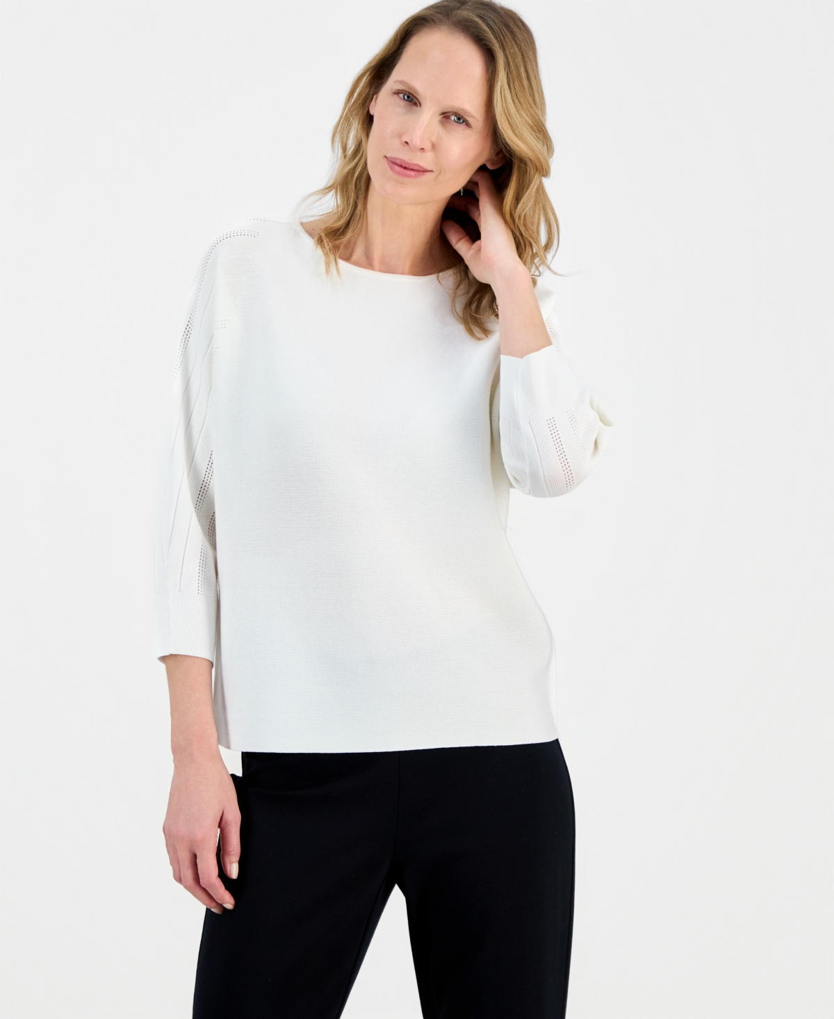 Click here for Kasper Womens Boat-Neck Multi-Stitch Dolman-Sleeve... prices