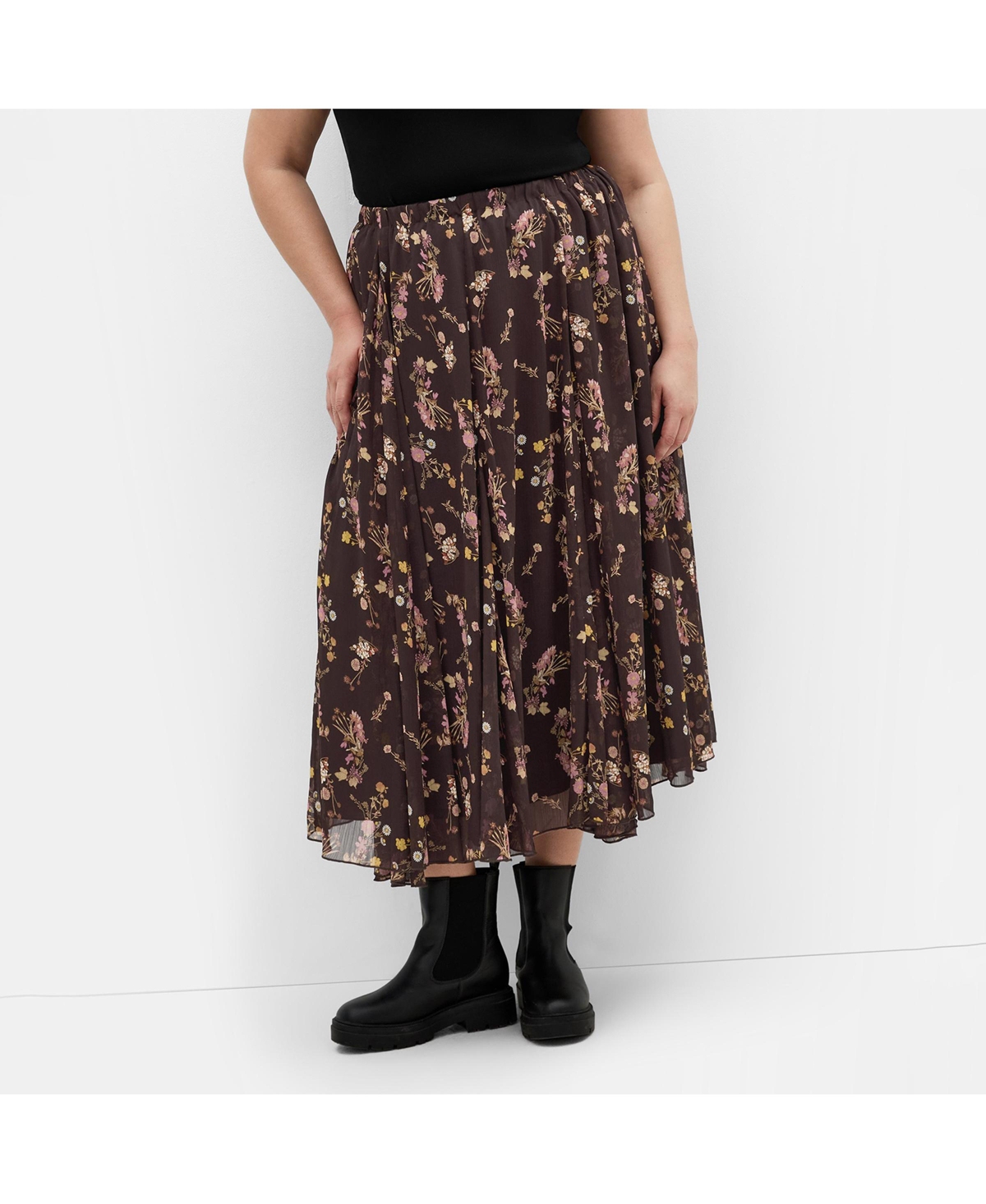Click here for City Chic Womens Serene Print Midi Skirt - Cocoa b... prices