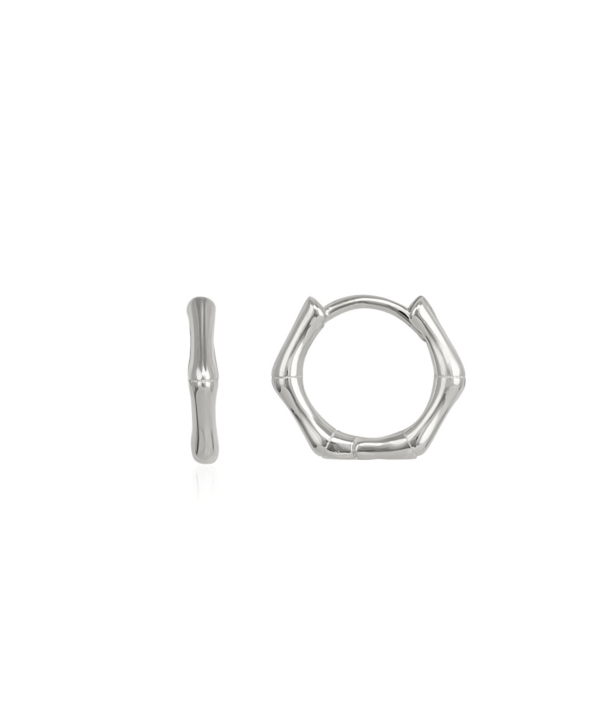 Click here for Bone Shape Hexagonal Huggie Hoop Earrings in Sterl... prices