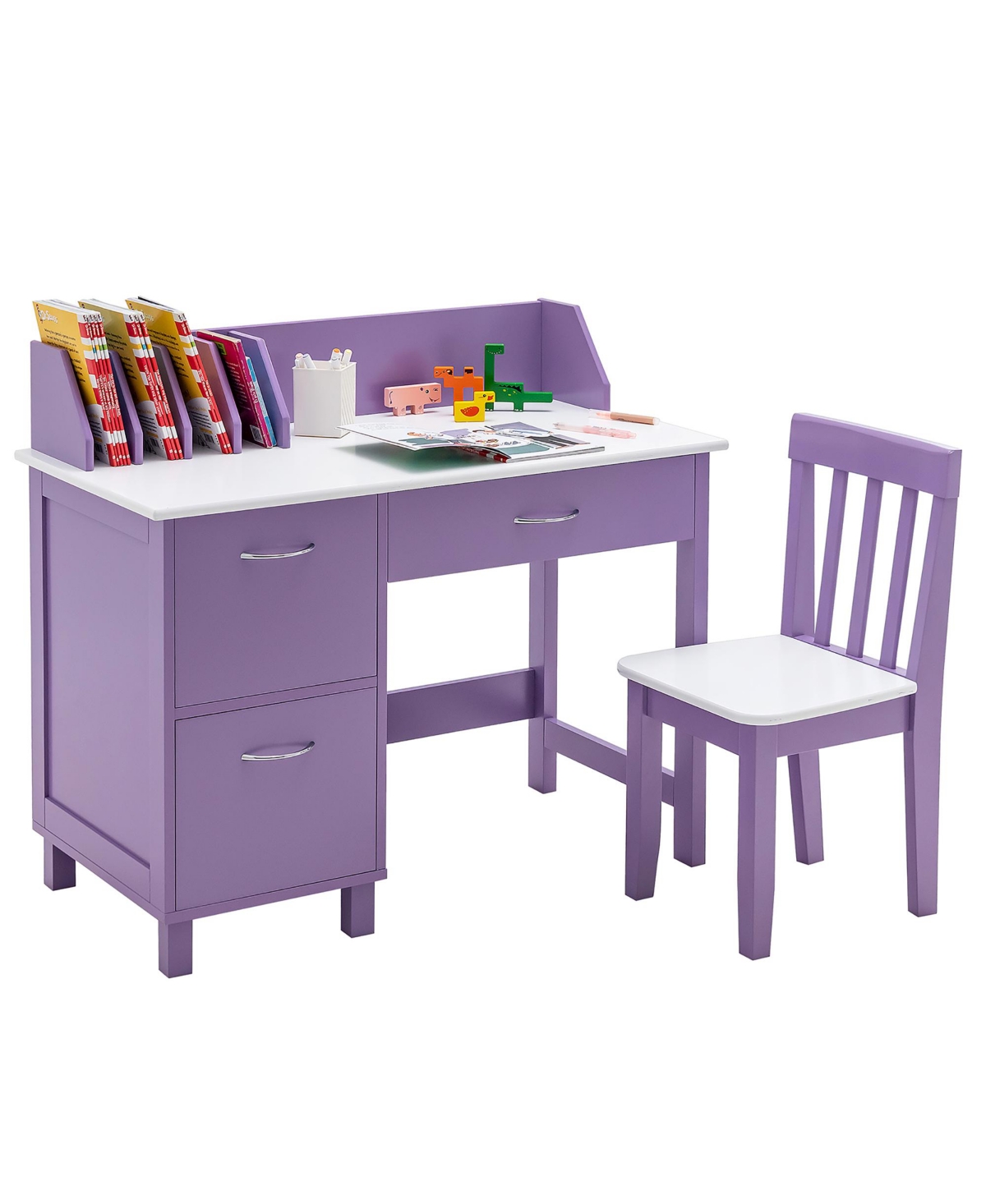 Click here for Costway Kids Wooden Study Desk & Chair Writing Tab... prices