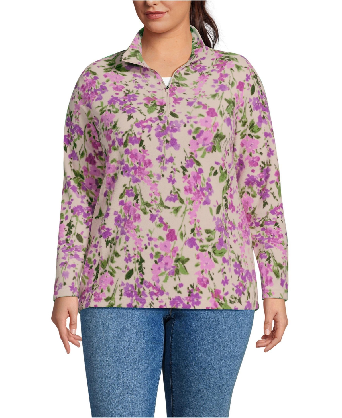 Click here for Lands End Plus Size Anyweather Fleece Quarter Zip... prices