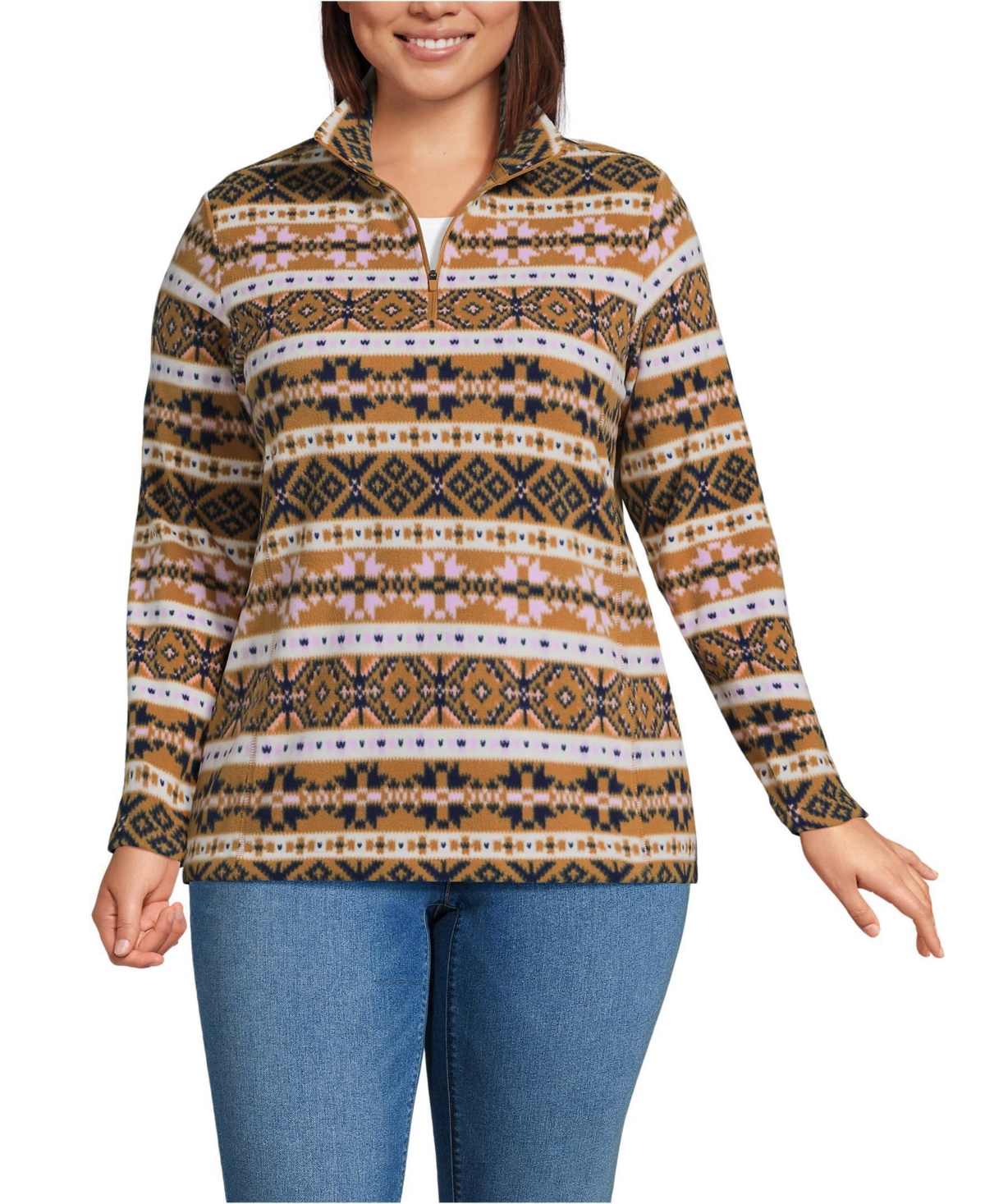 Click here for Lands End Plus Size Anyweather Fleece Quarter Zip... prices