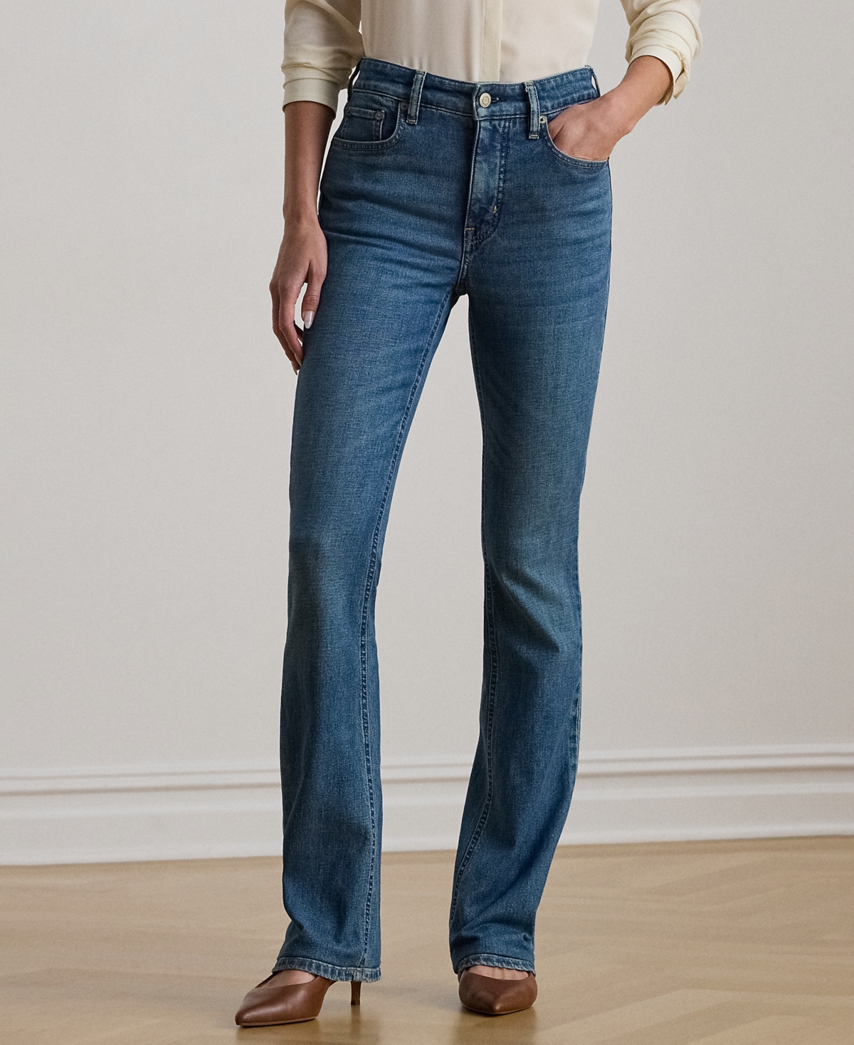 Click here for Lauren Ralph Lauren Petite High-Rise Boot Cut Jean... prices