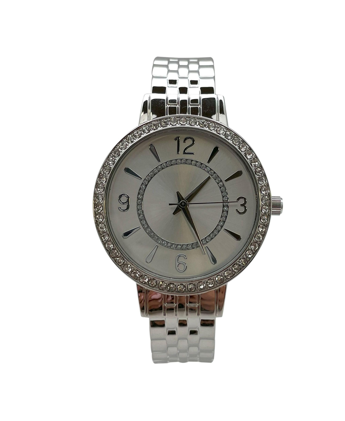 Click here for Olivia Pratt Silver Round Face Rhinestone Bezel Te... prices