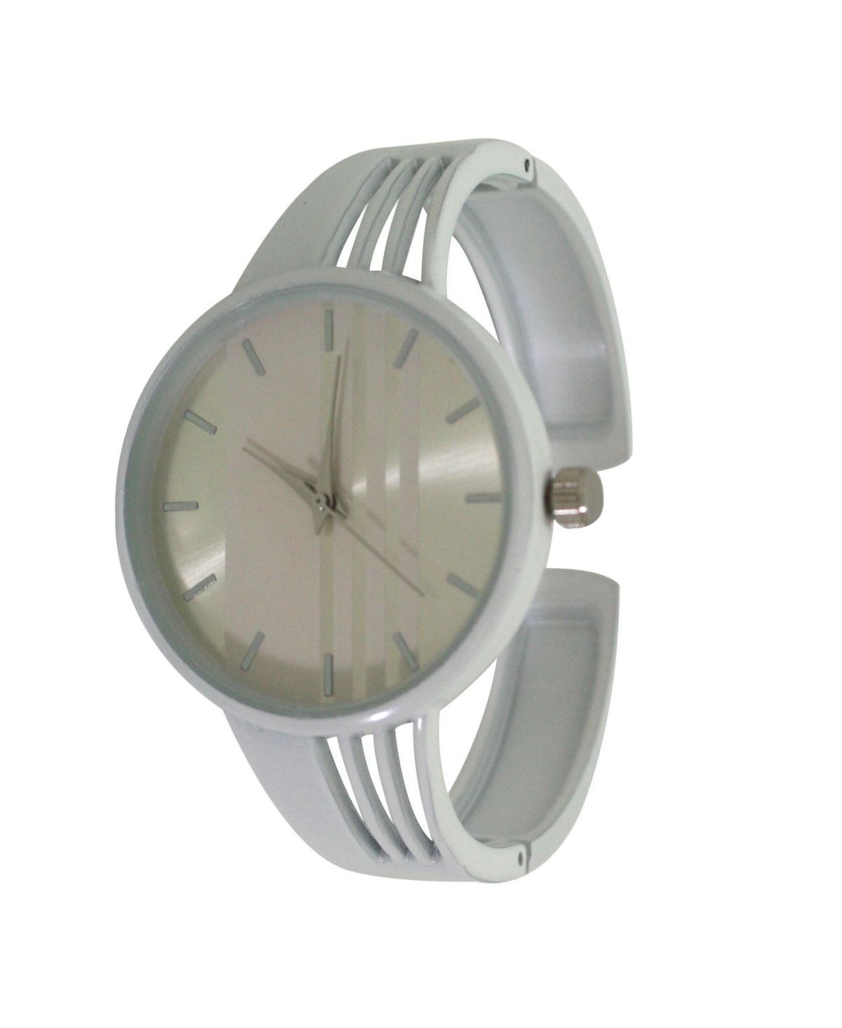 Click here for White Modern Stripped Design Bangle Watch - White prices