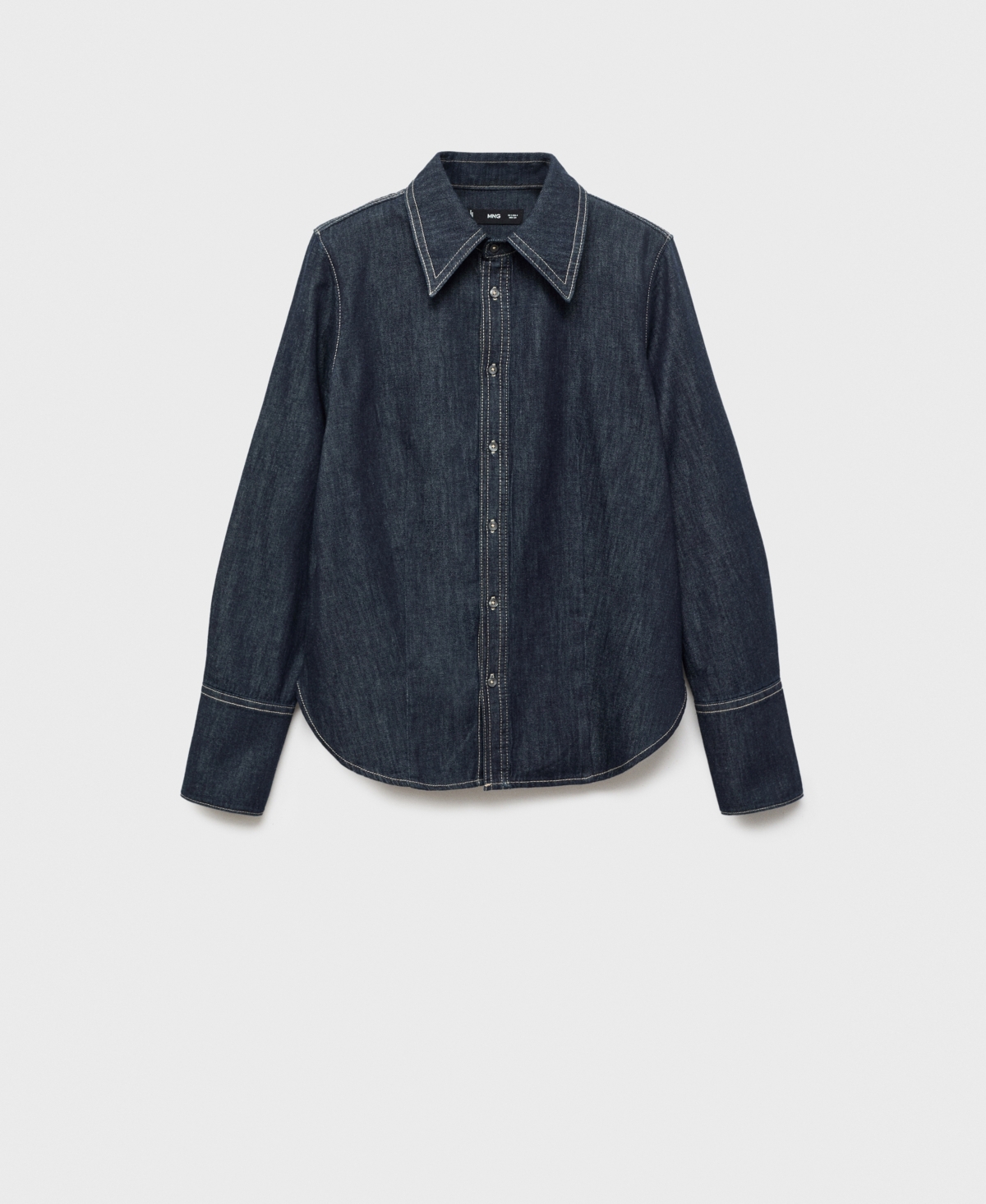 Click here for Mango Womens Seams Detail Denim Shirt - Open Blue prices