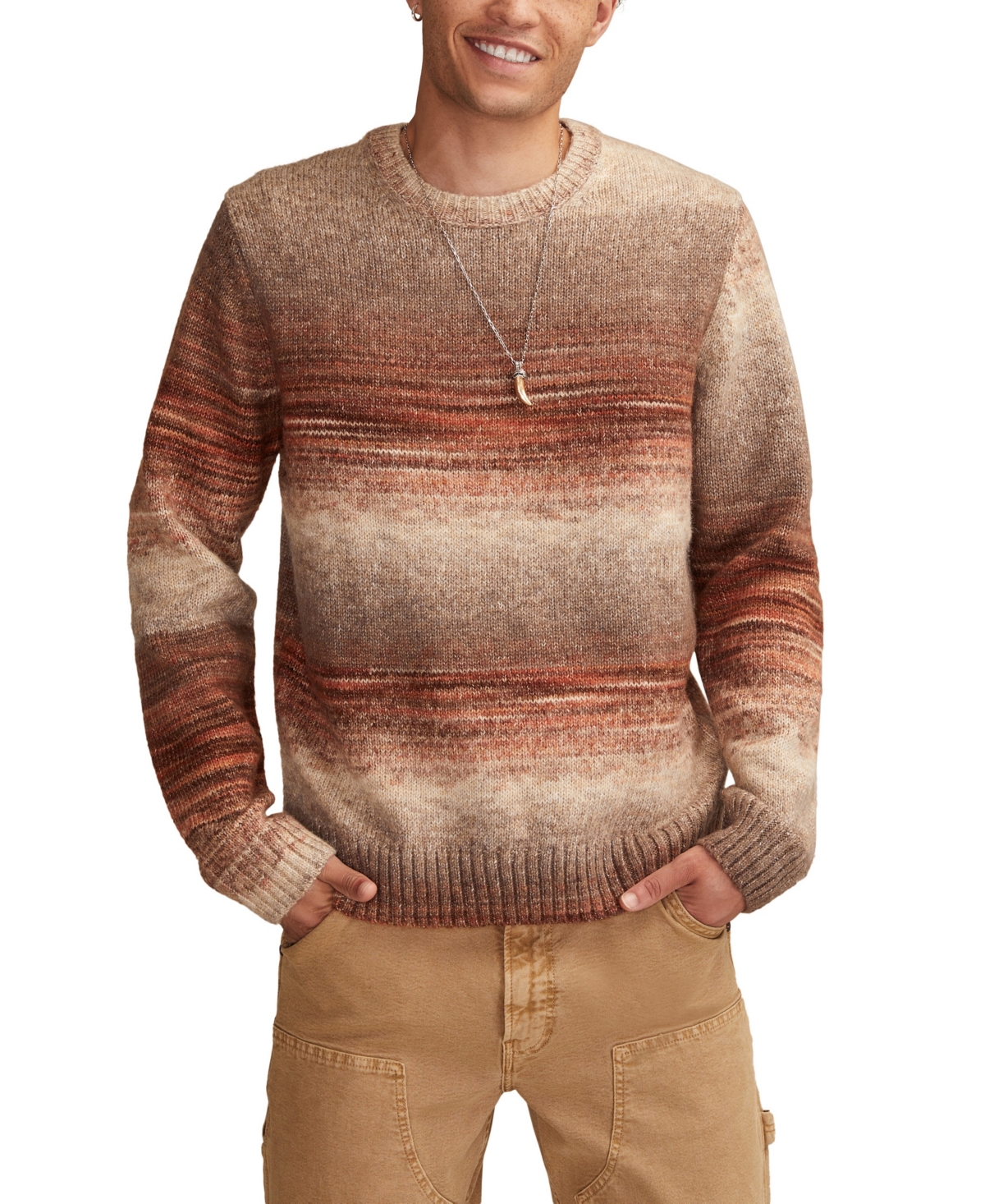 Click here for Lucky Brand Mens Space Dye Crewneck Sweater - Tan prices