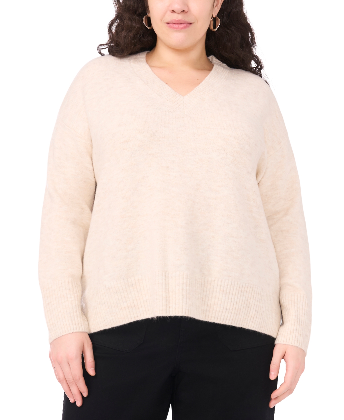 Click here for Vince Camuto Plus Size V-Neck High Low Hem Sweater... prices