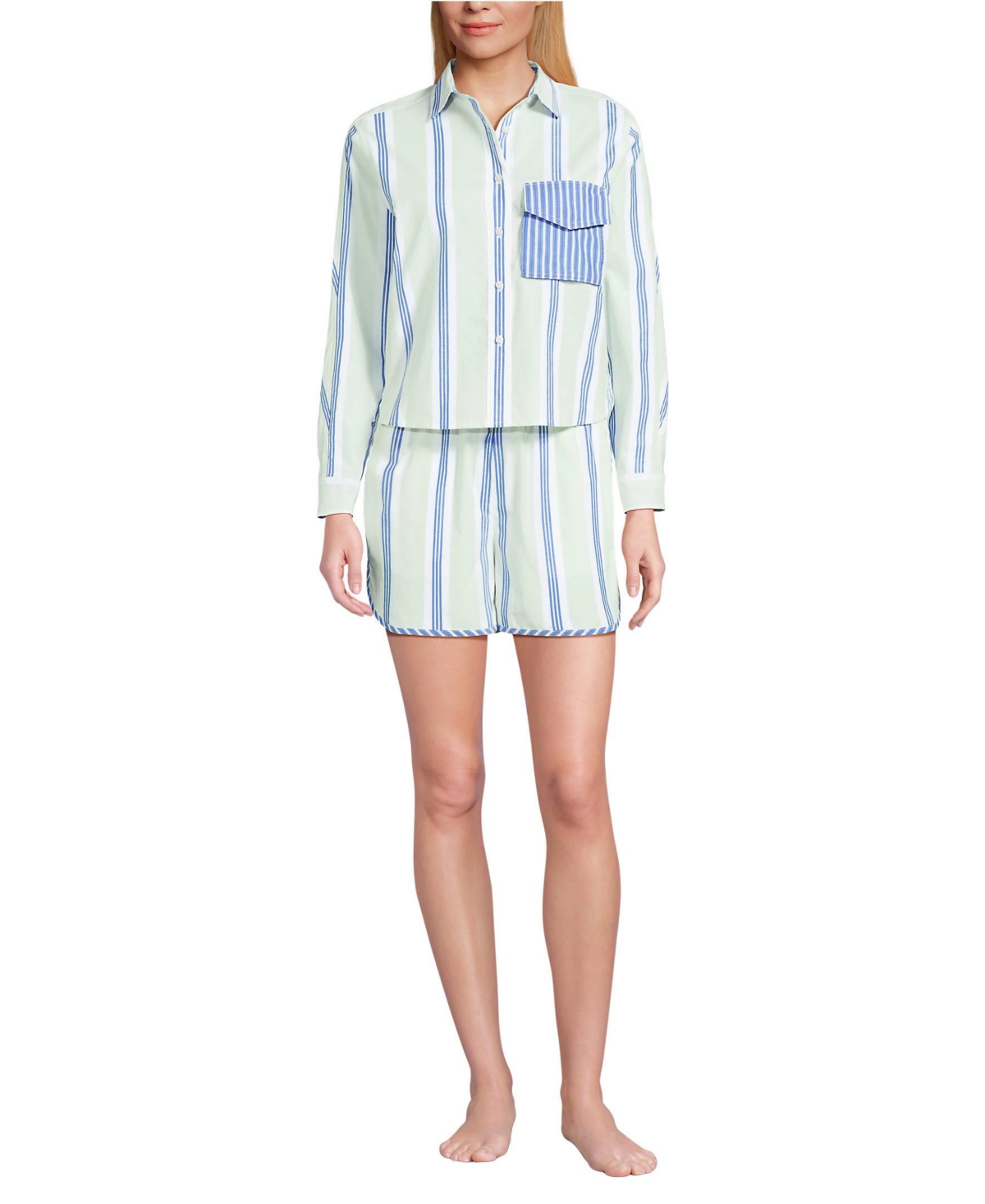 Click here for Lands End Womens Cotton Poplin 2 Piece Pajama Set... prices