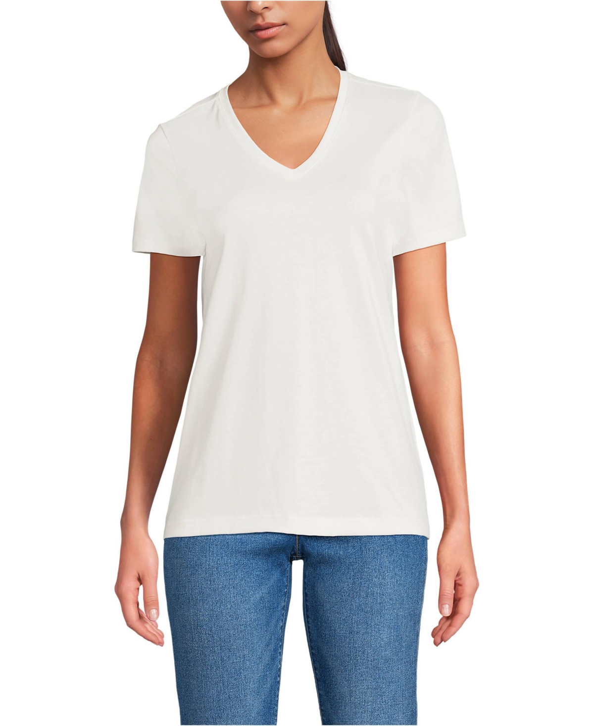 Click here for Lands End Womens Relaxed Supima Cotton V-Neck T-Sh... prices