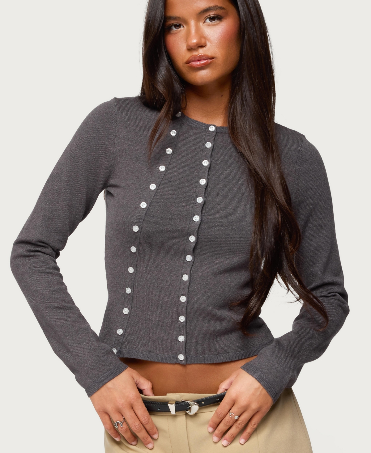 Click here for Edikted Womens Hestia Button Up Knit Cardigan - Da... prices