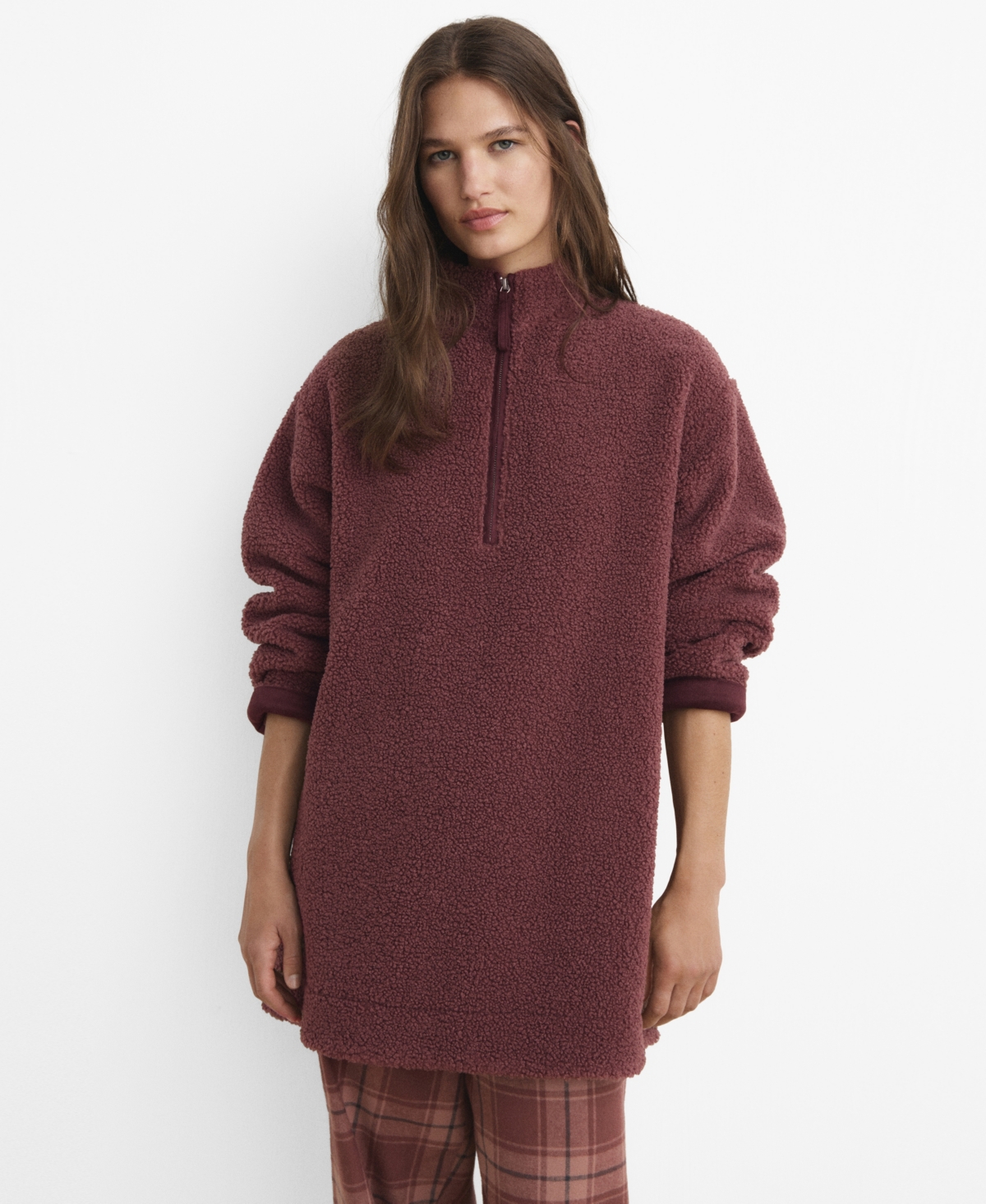 Click here for Mango Womens Fleece Zip Sweatshirt - Russet prices