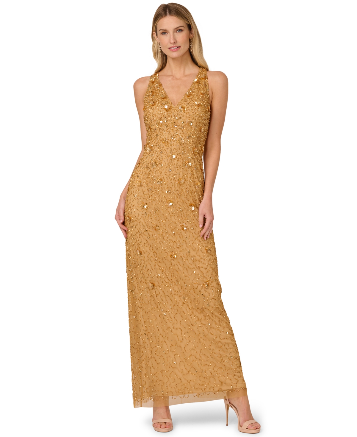 Click here for Adrianna Papell Womens Sleeveless Beaded Column Dr... prices