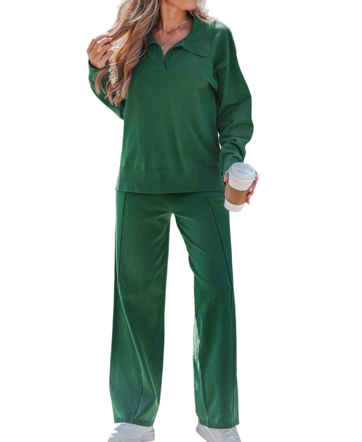 Click here for Cupshe Womens Knit Matching Lounge Set - Green prices