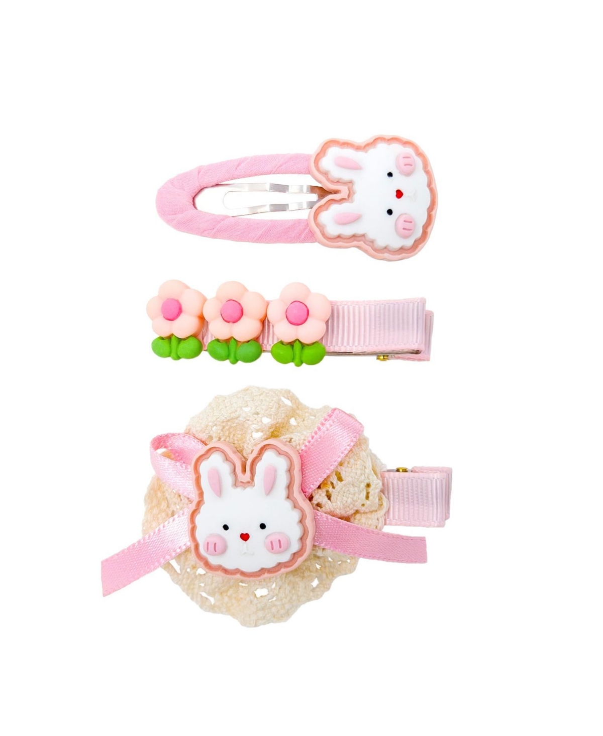 Click here for Puttisu Girls 3pc Hair Clip Set - Cookie Bunny Blo... prices