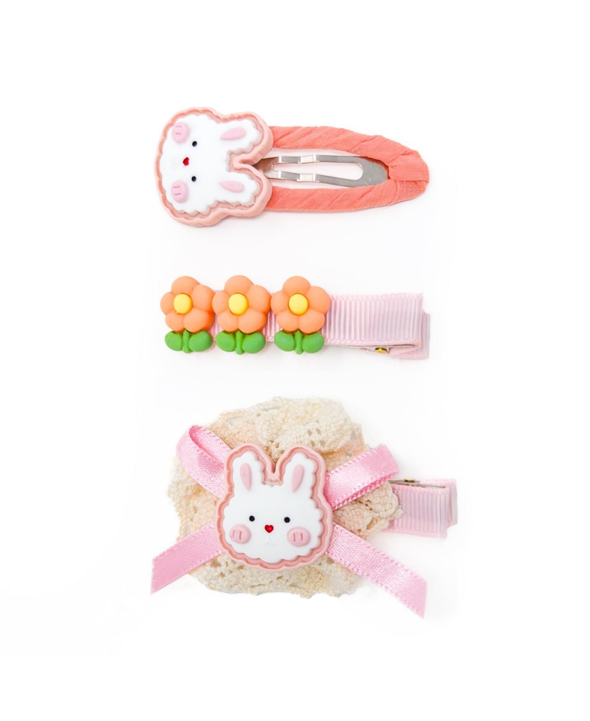 Click here for Puttisu Girls 3pc Hair Clip Set - Cookie Bunny Blo... prices