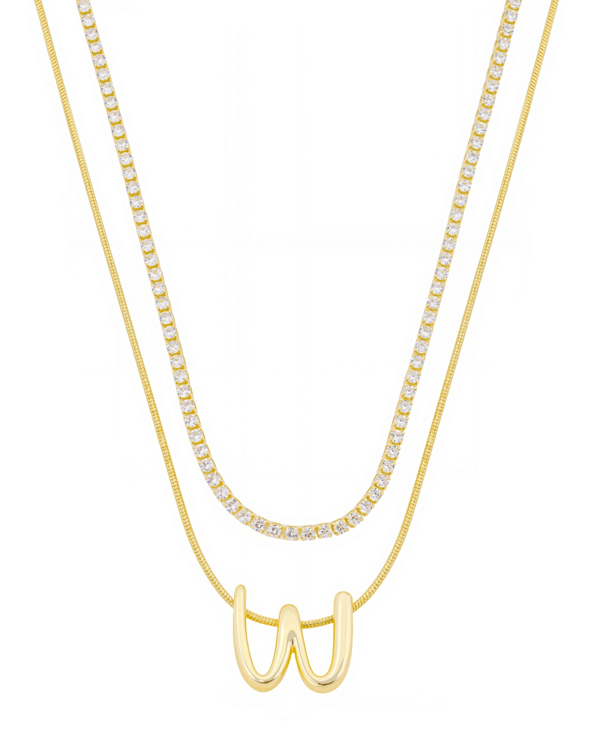 Click here for Unwritten Letter W Initial Snake Chain Cubic Zirco... prices