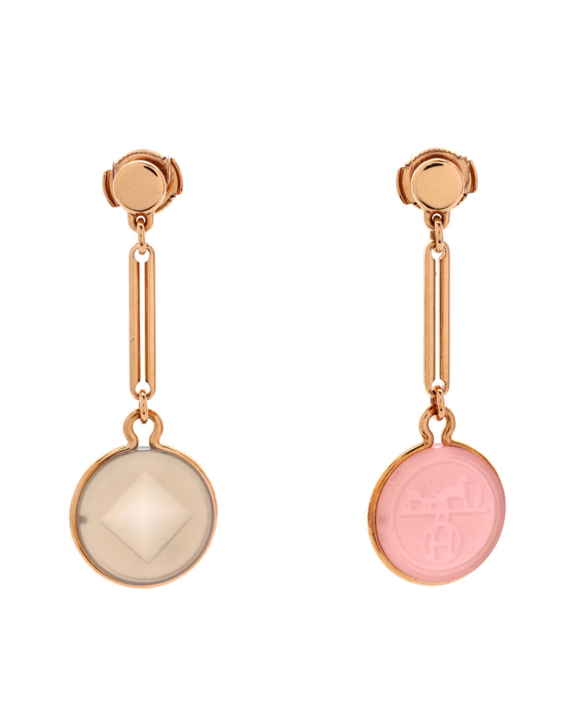 Click here for Pre-Owned Hermes Ex-Libris Drop Earrings - 18k ros... prices