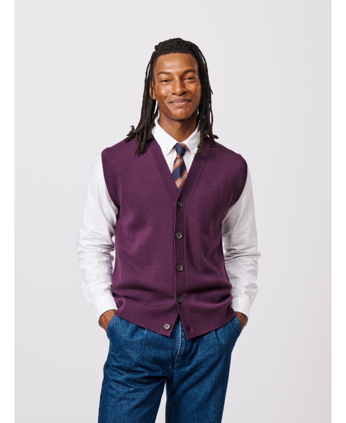 Click here for Aubin Mens Portman 100 Wool Waistcoat - Purple prices