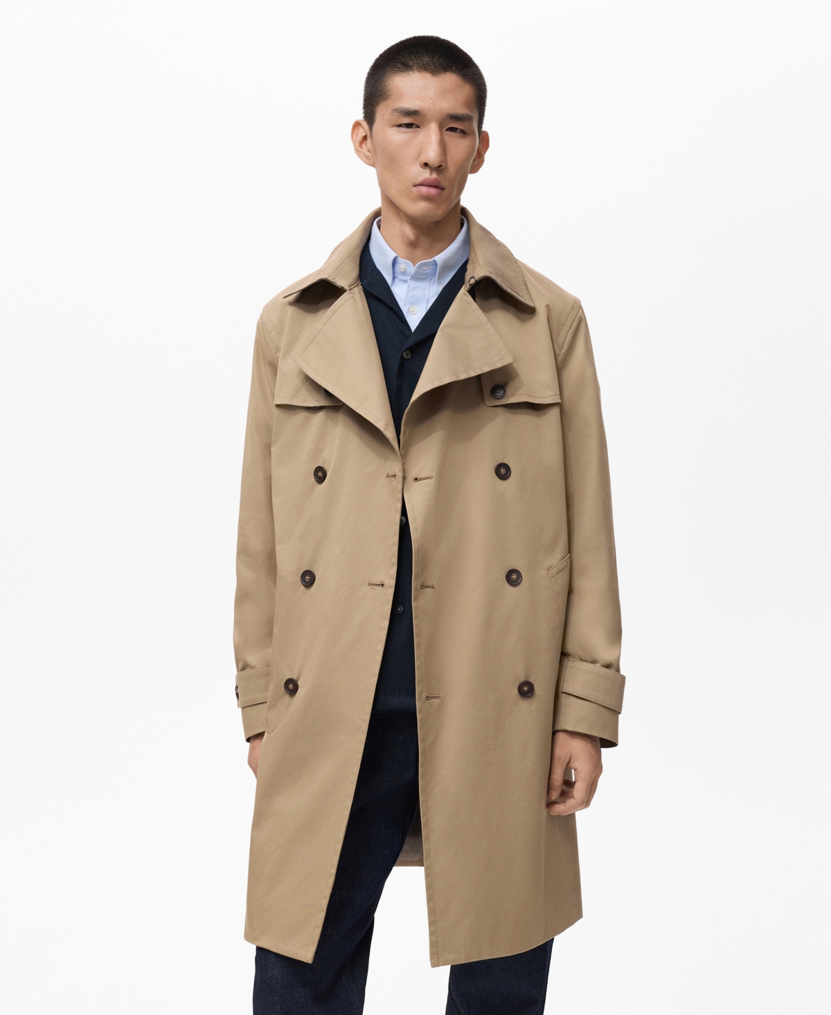 Click here for Mango Mens Water-Repellent Belted Trench Coat - Be... prices