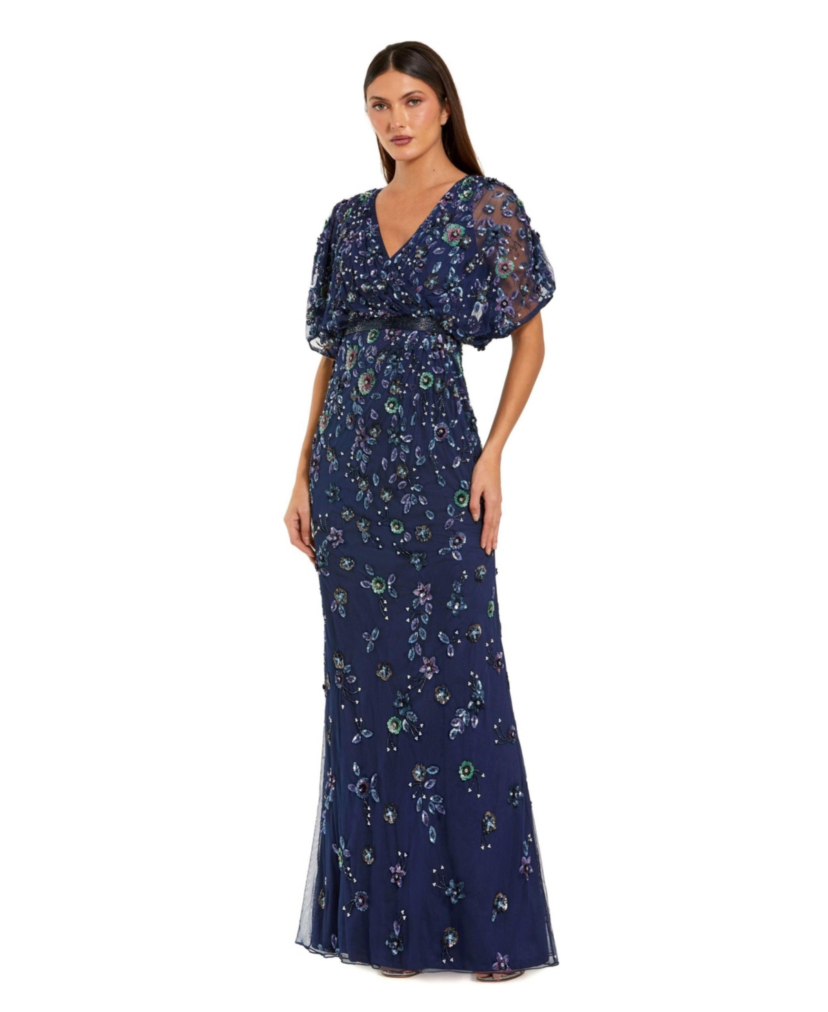 Click here for Mac Duggal Womens Floral Embellished Short Sleeve... prices