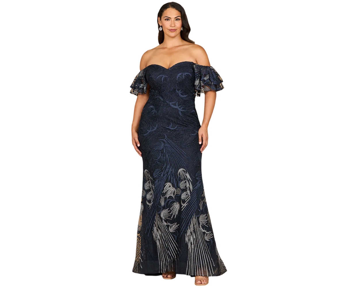 Click here for Lara Womens Off Shoulder Mermaid Lace Gown - Navy... prices