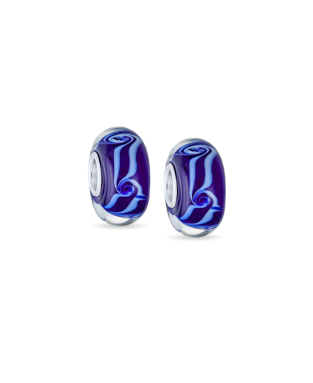 Click here for Bling Jewelry Set of 2 Glass Charm Bead Ocean Wave... prices