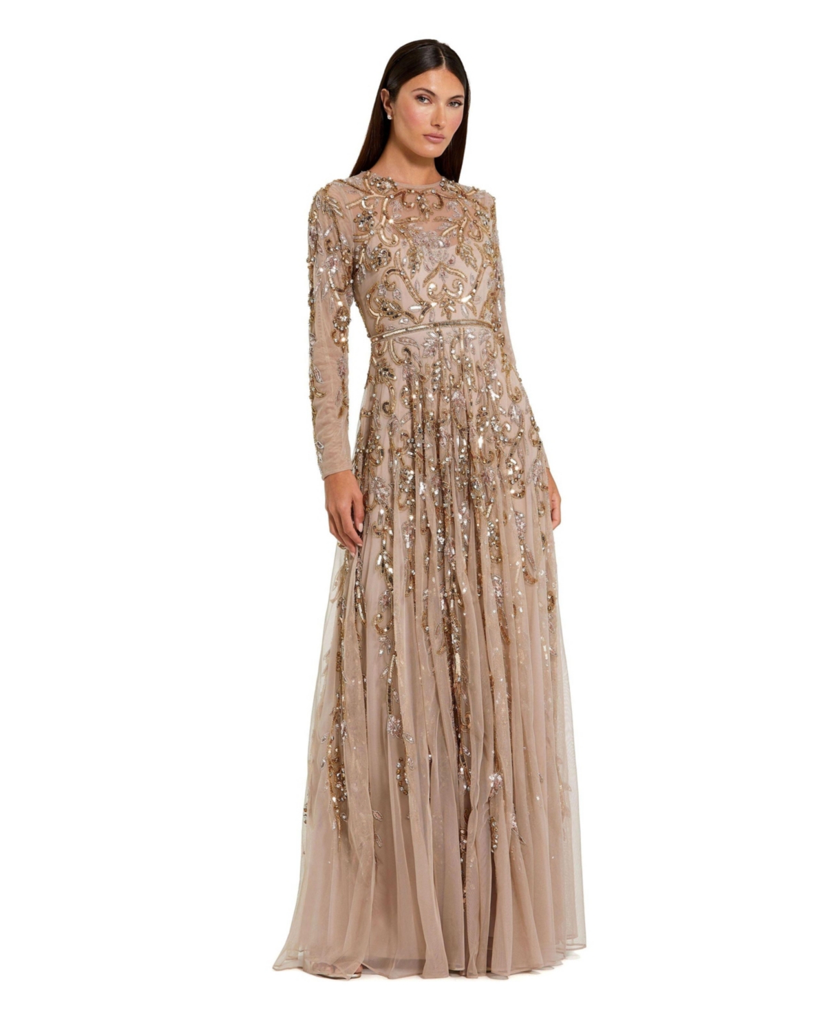 Click here for Mac Duggal Womens Long Sleeve Hand-Embellished Ill... prices