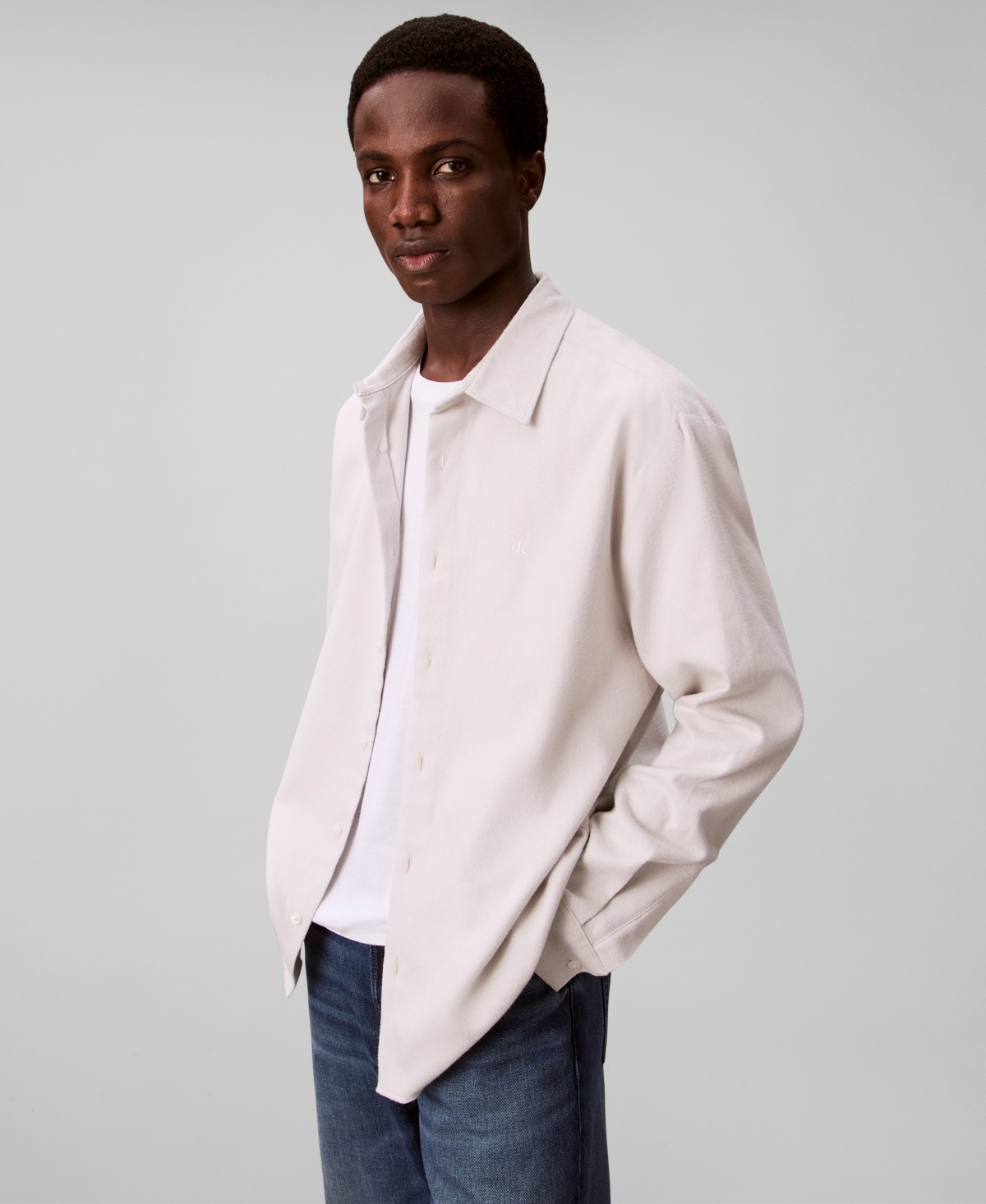 Click here for Calvin Klein Mens Melange Flannel Classic-Fit Shir... prices