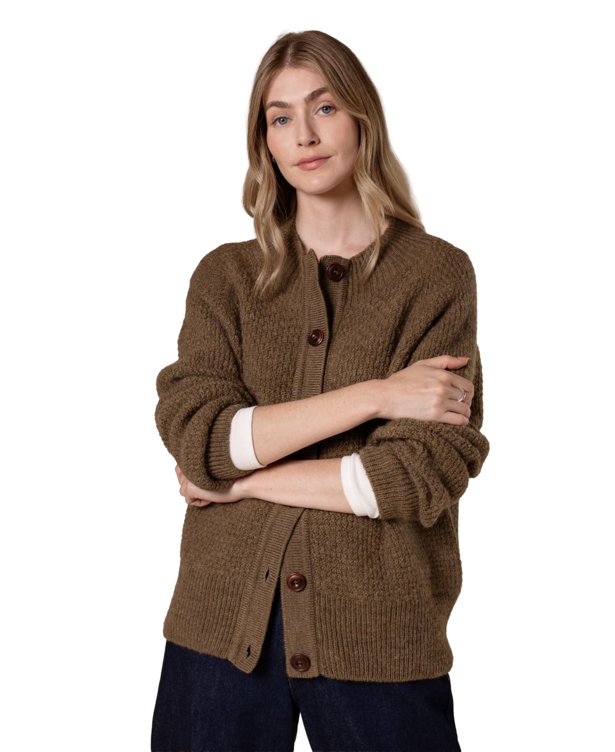 Click here for Celtic & Co. Womens British Wool Moss Stitch Cardi... prices