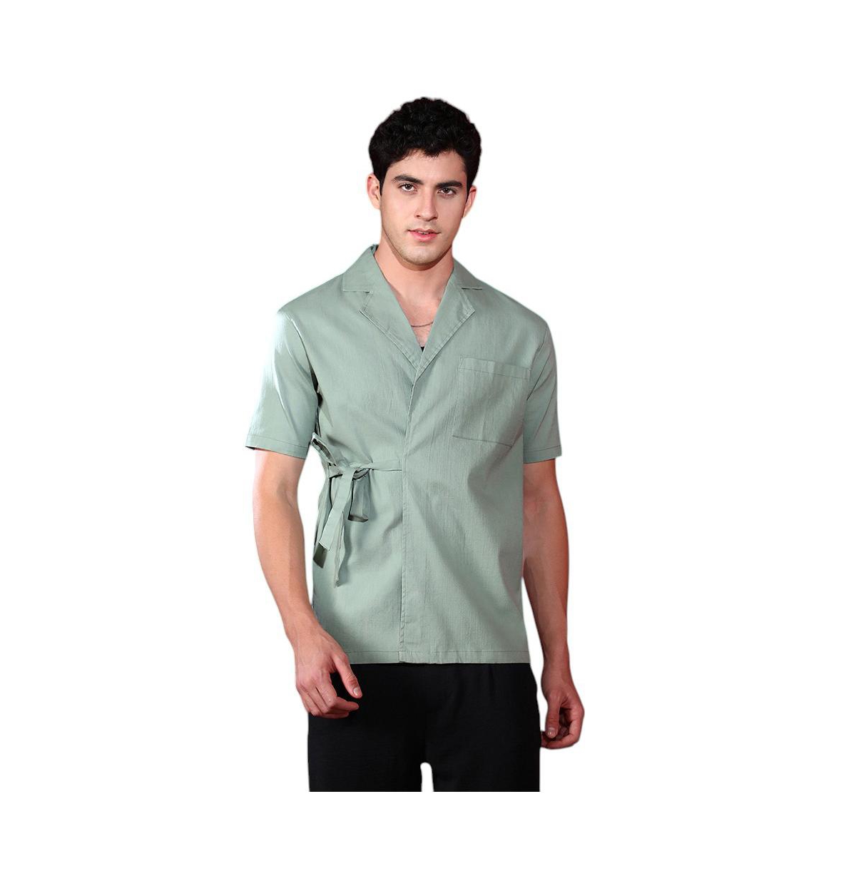Click here for Campus Sutra Mens Sage Green Korean Wrap Shirt - G... prices