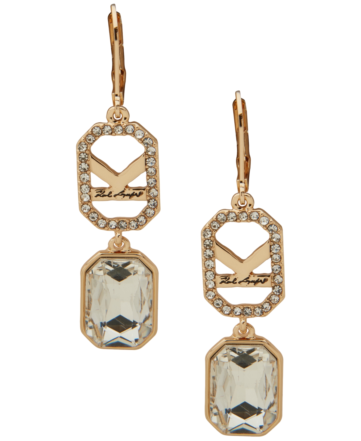 Click here for Karl Lagerfeld Paris Glass Stone Double Drop Earri... prices
