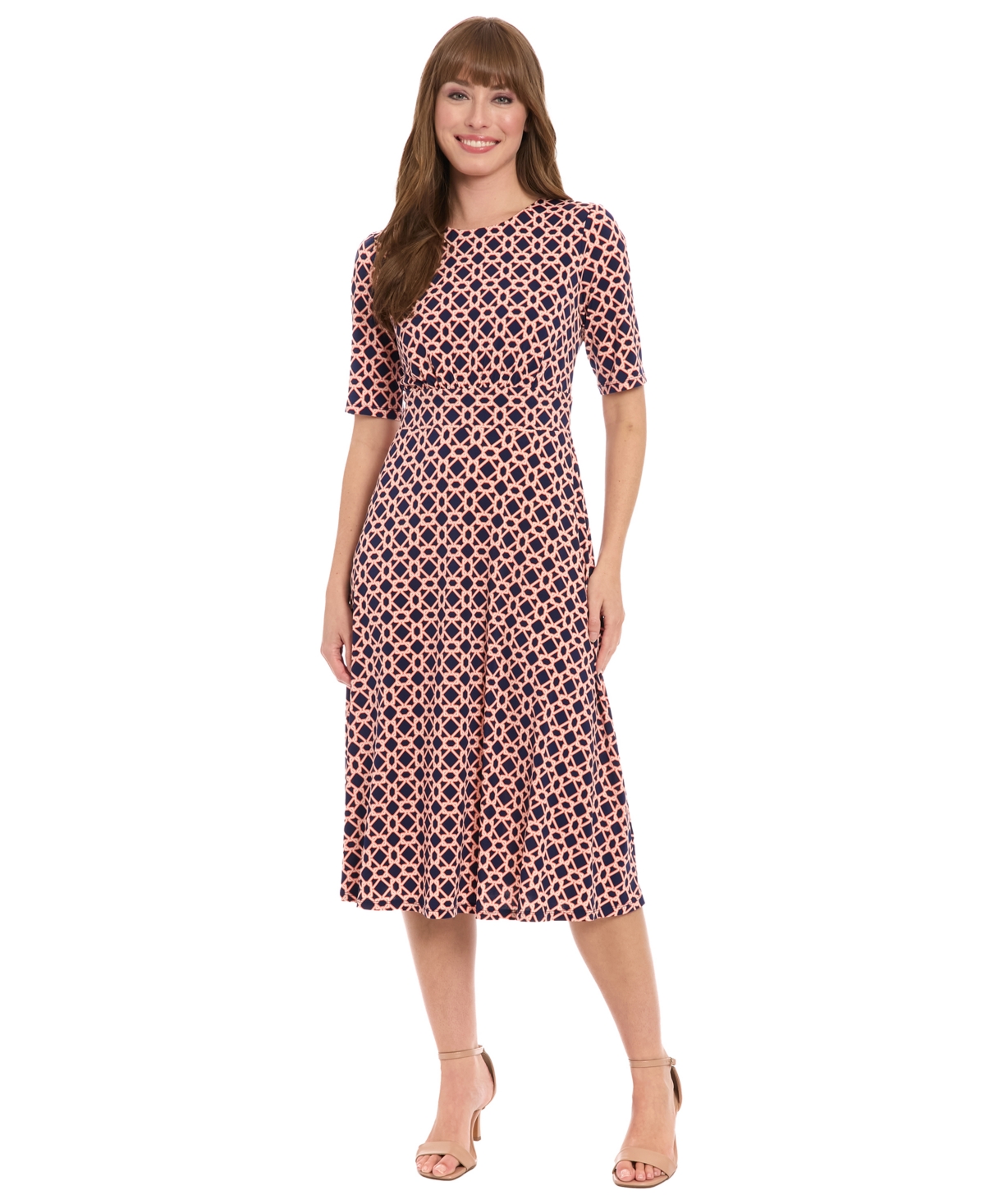 Click here for London Times Womens Printed Elbow-Sleeve A-Line Dr... prices