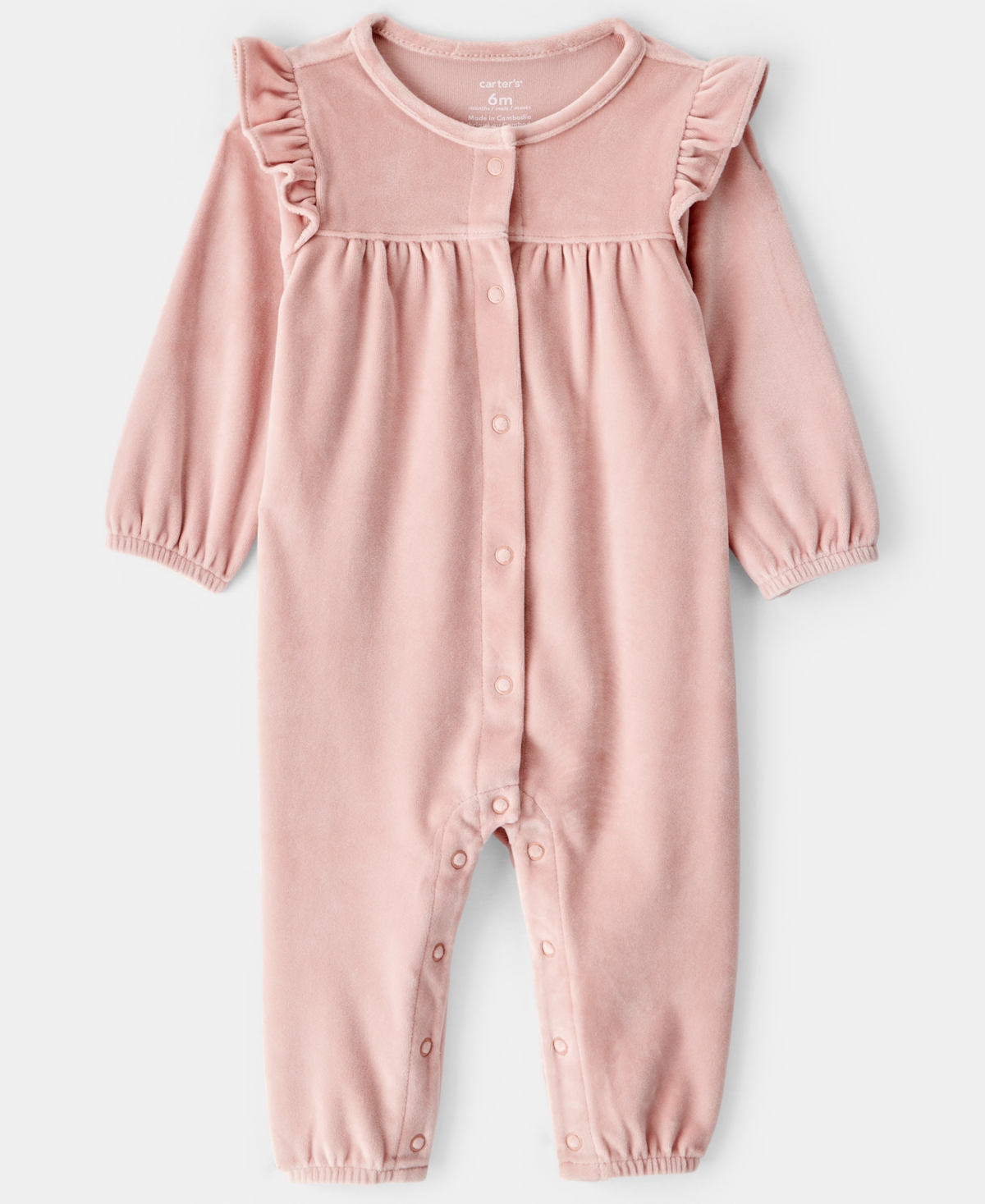 Click here for Carters Baby Girls Velour Long-Sleeve Jumpsuit - P... prices